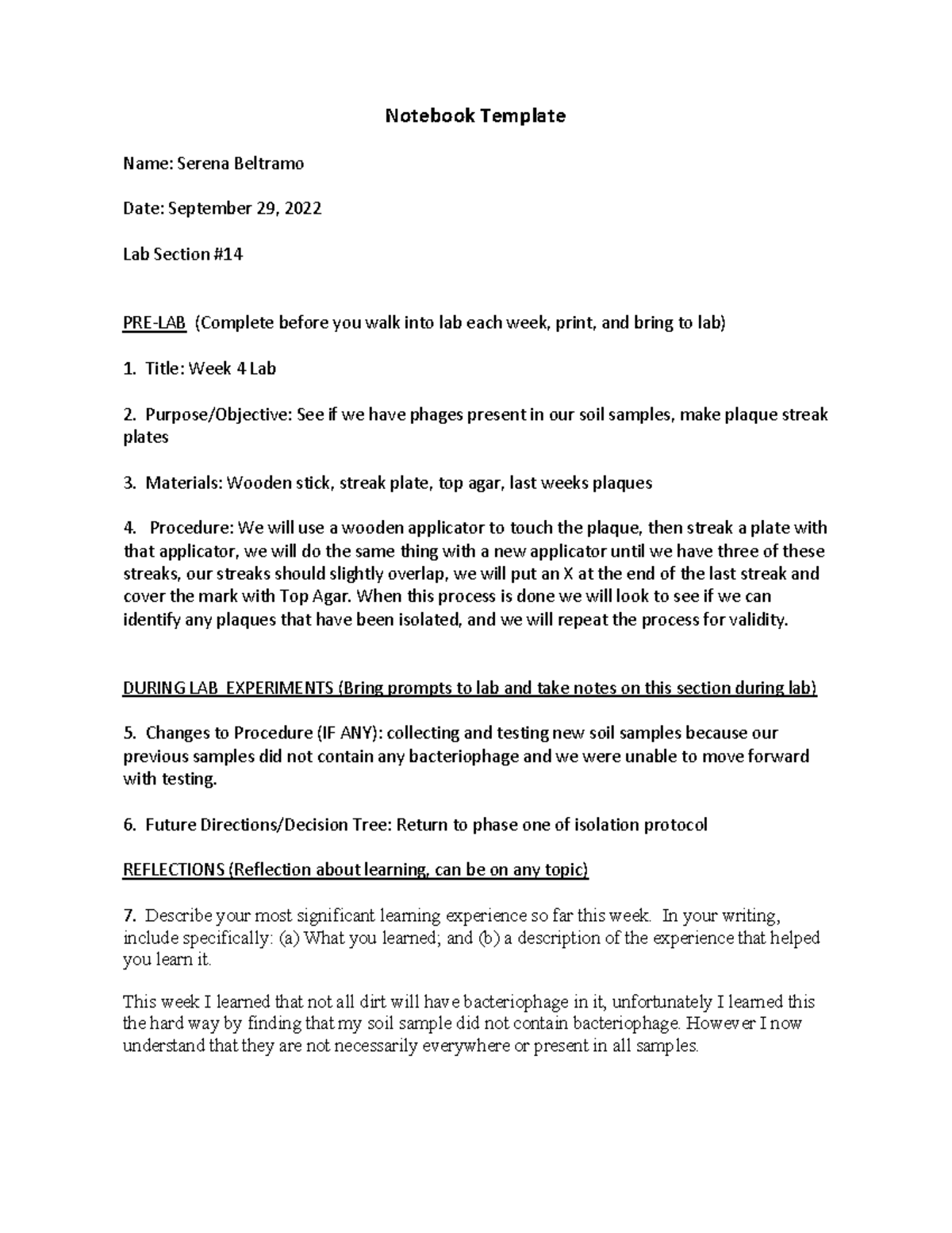 Week 4 post lab - post-lab four for biology 107 fall 2022 semester ...