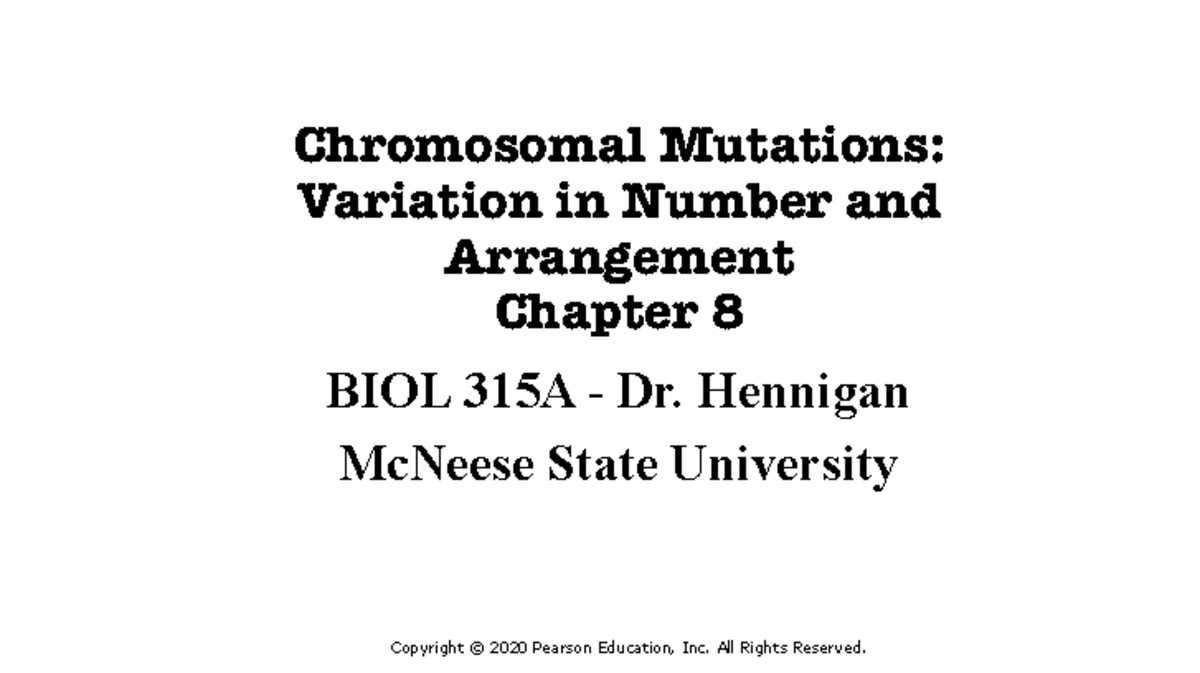 Lecture 11 - Notes - Chromosomal Mutations: Variation in Number and ...
