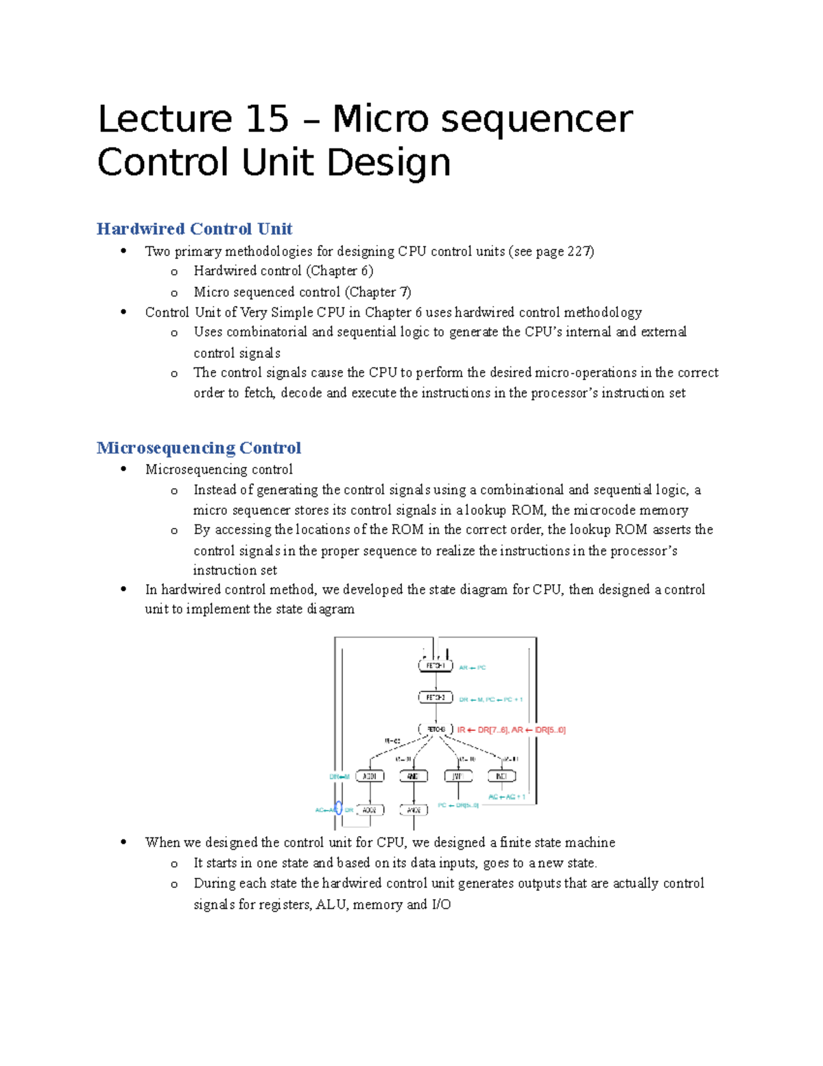 Micro - Lecture 15 - Lecture 15 – Micro sequencer Control Unit Design ...