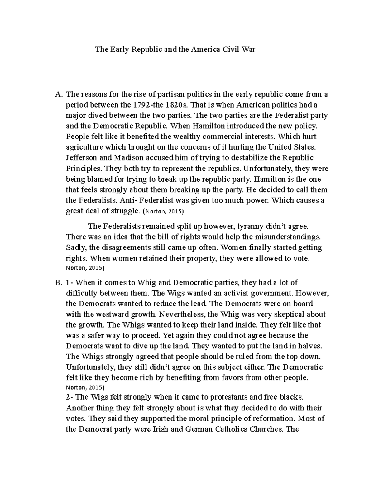 Survey of United States History- Task 2 - The Early Republic and the ...