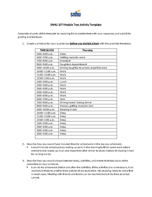 SNHU 107 Module 3 activity - SNHU 107 Module Three Activity Template ...