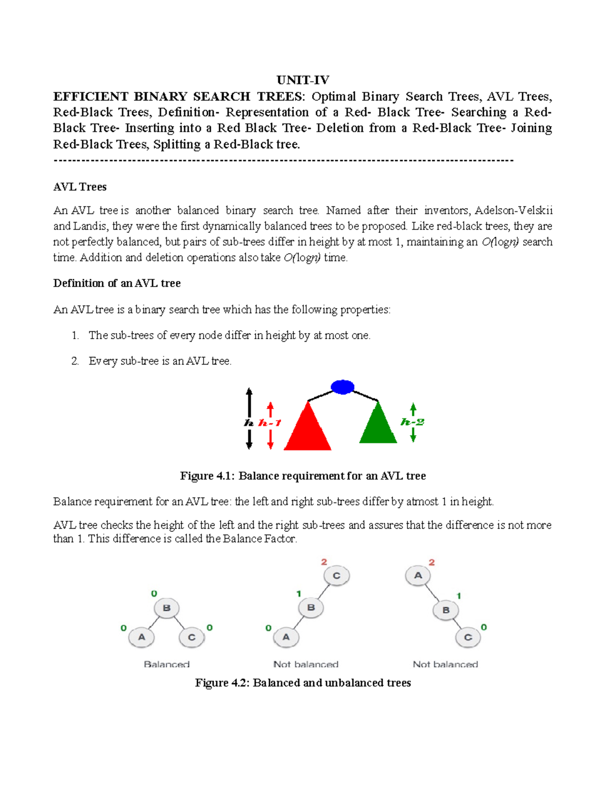 18.ADS unit 4 - LECTURE NOTES - UNIT-IV EFFICIENT BINARY SEARCH TREES ...