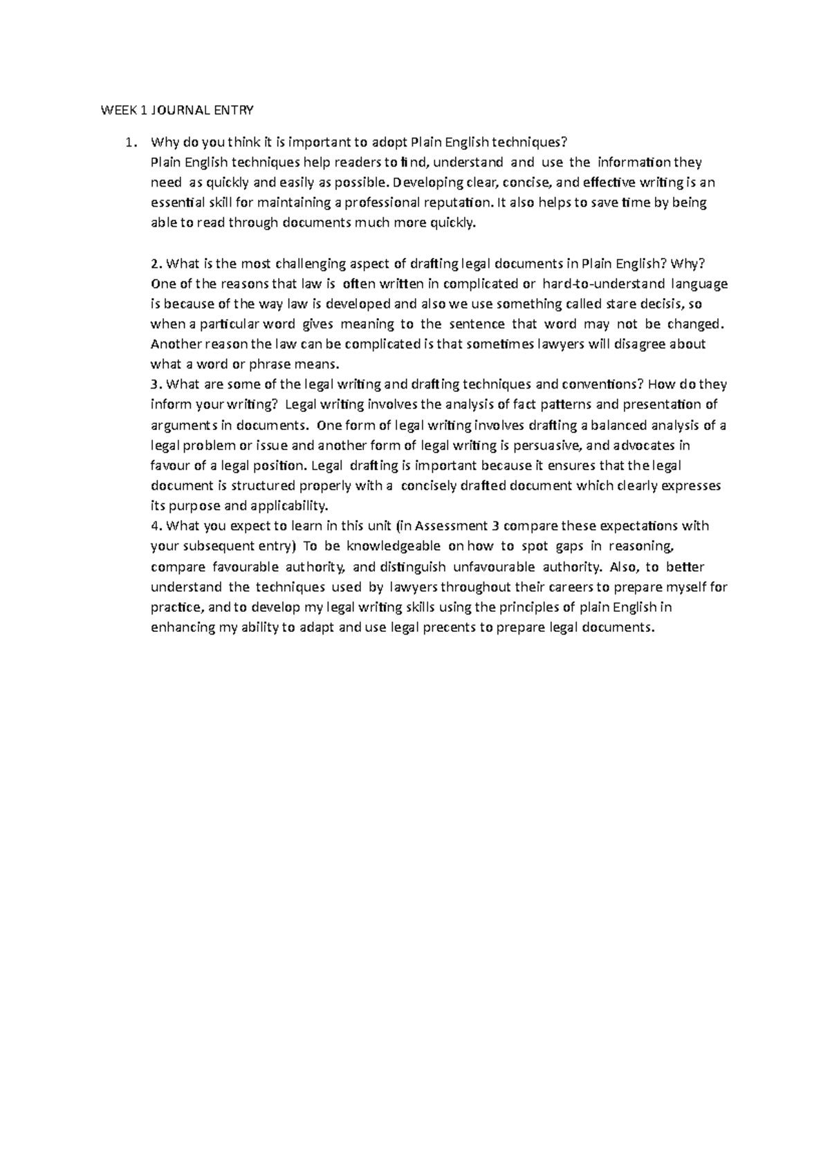 WEEK 1 Journal Entry Sample - WEEK 1 JOURNAL ENTRY Why do you think it ...