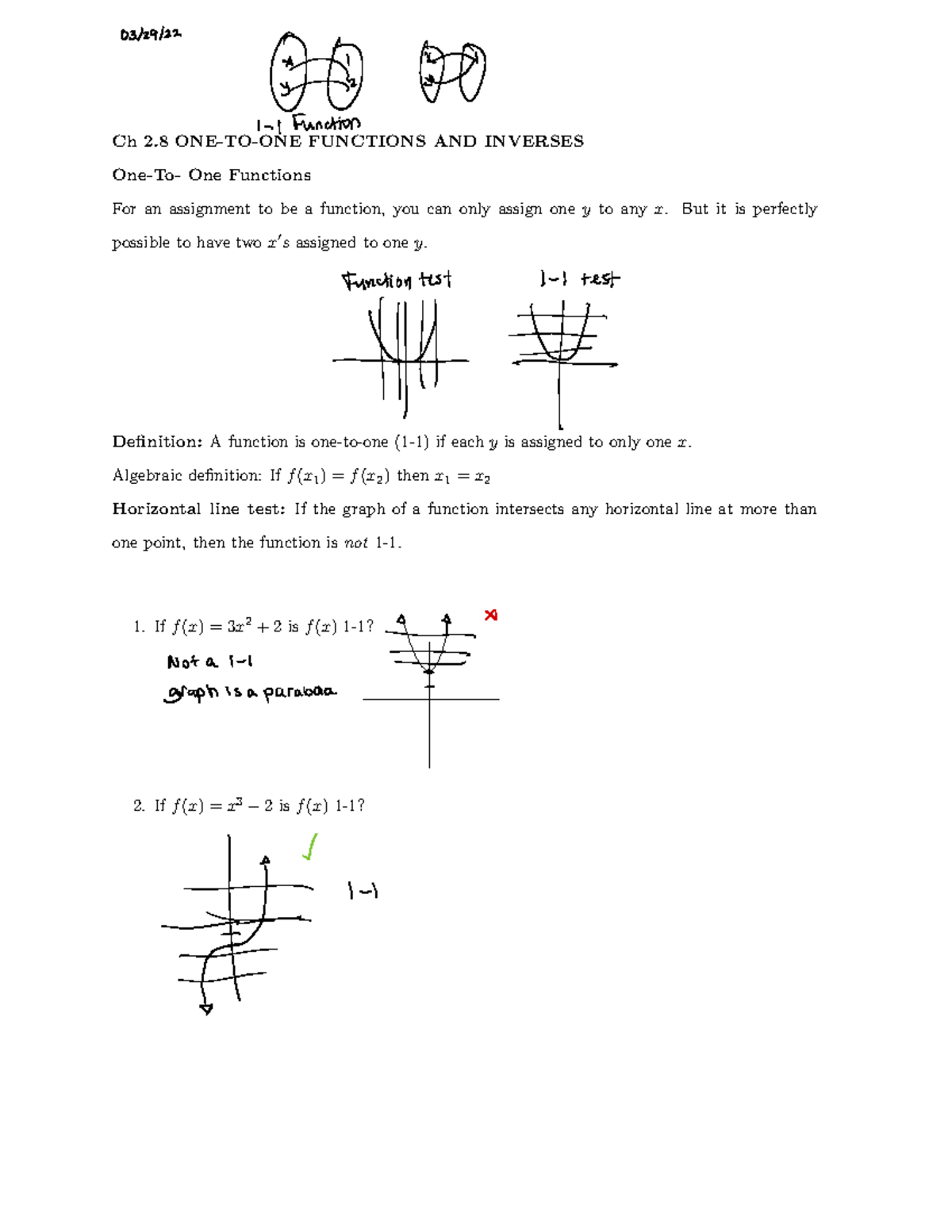 Ch+2 - lecture notes - ####### Ch 2 ONE-TO-ONE FUNCTIONS AND INVERSES ...