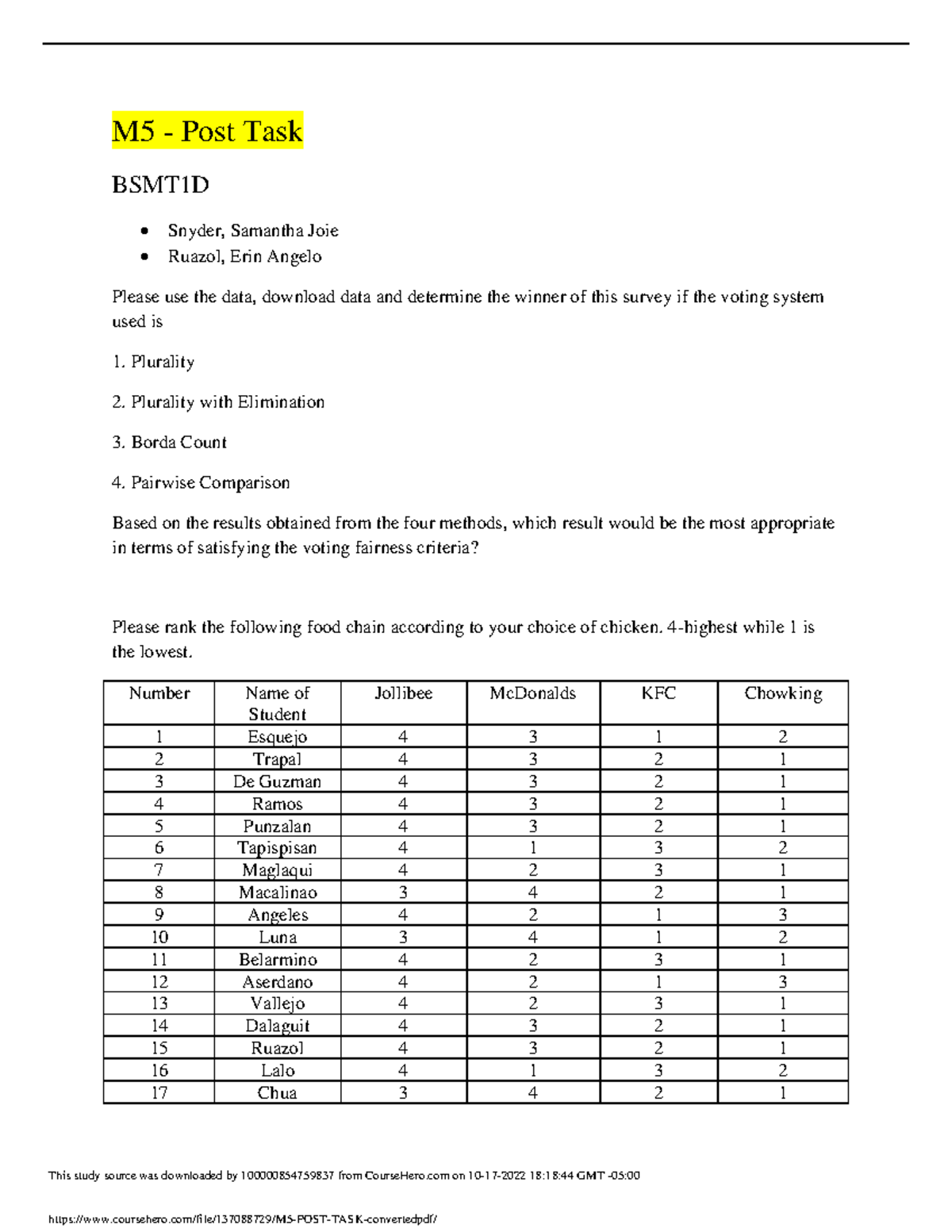 M5 POST TASK converted - M5 - Post Task BSMT1D Snyder, Samantha Joie ...