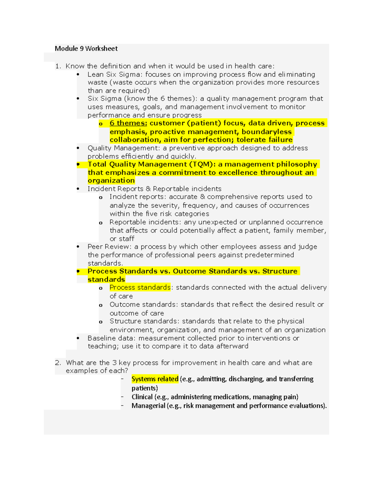 Management week 9 - completed week 9 worksheet - Module 9 Worksheet ...