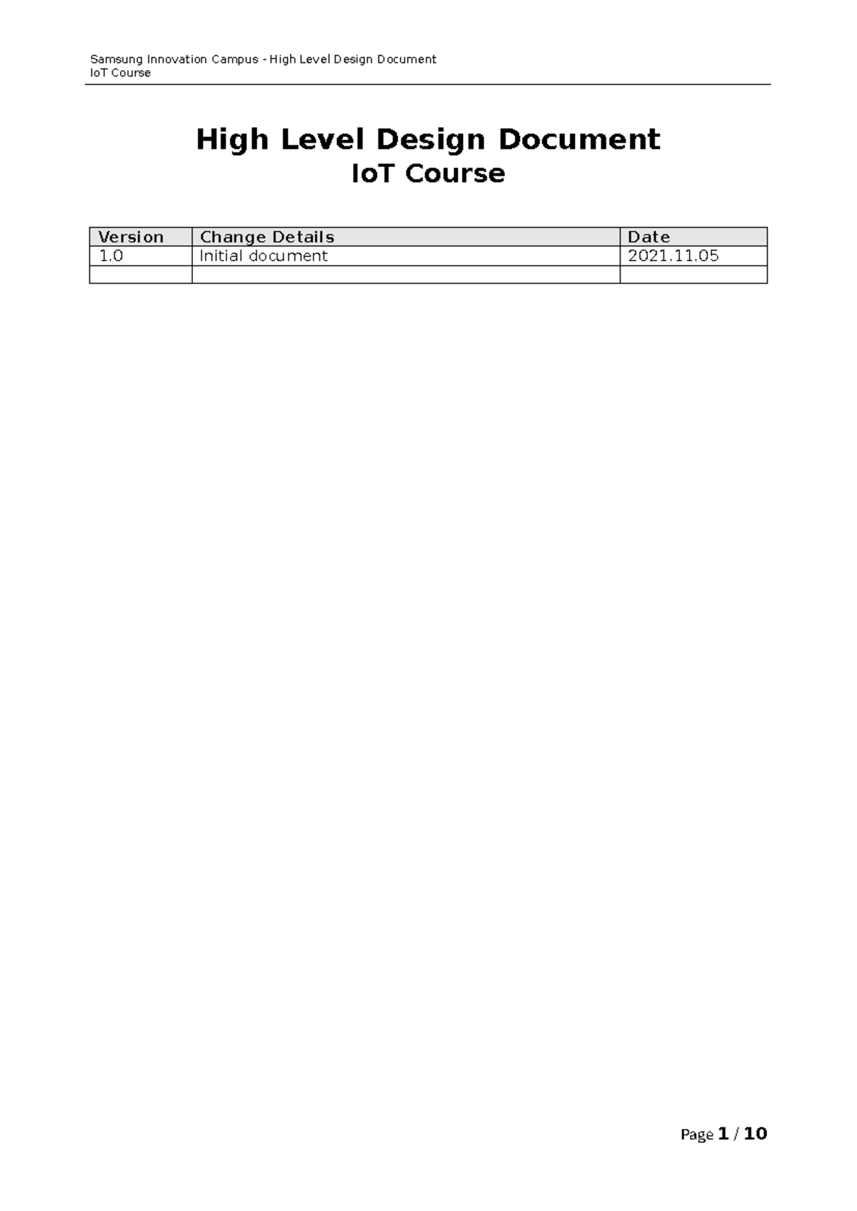 1.1 SIC Io T High Level Design Document v2 - IoT Course High Level ...