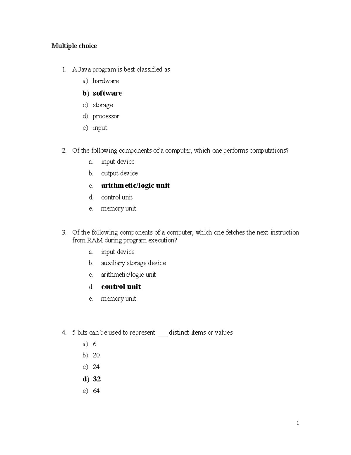 Midterm 2019, questions and answers - Multiple choice A Java program is best classified as a ...