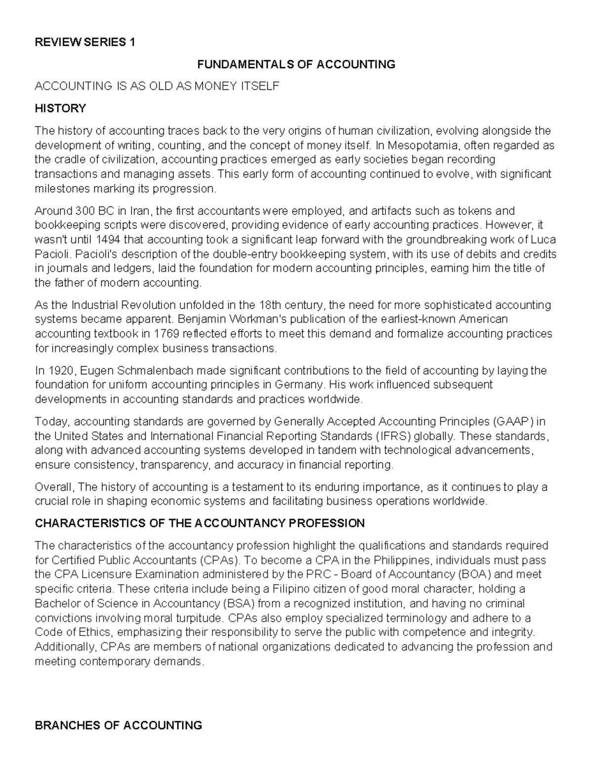 Review- Series-1 - REVIEW SERIES 1 FUNDAMENTALS OF ACCOUNTING ...