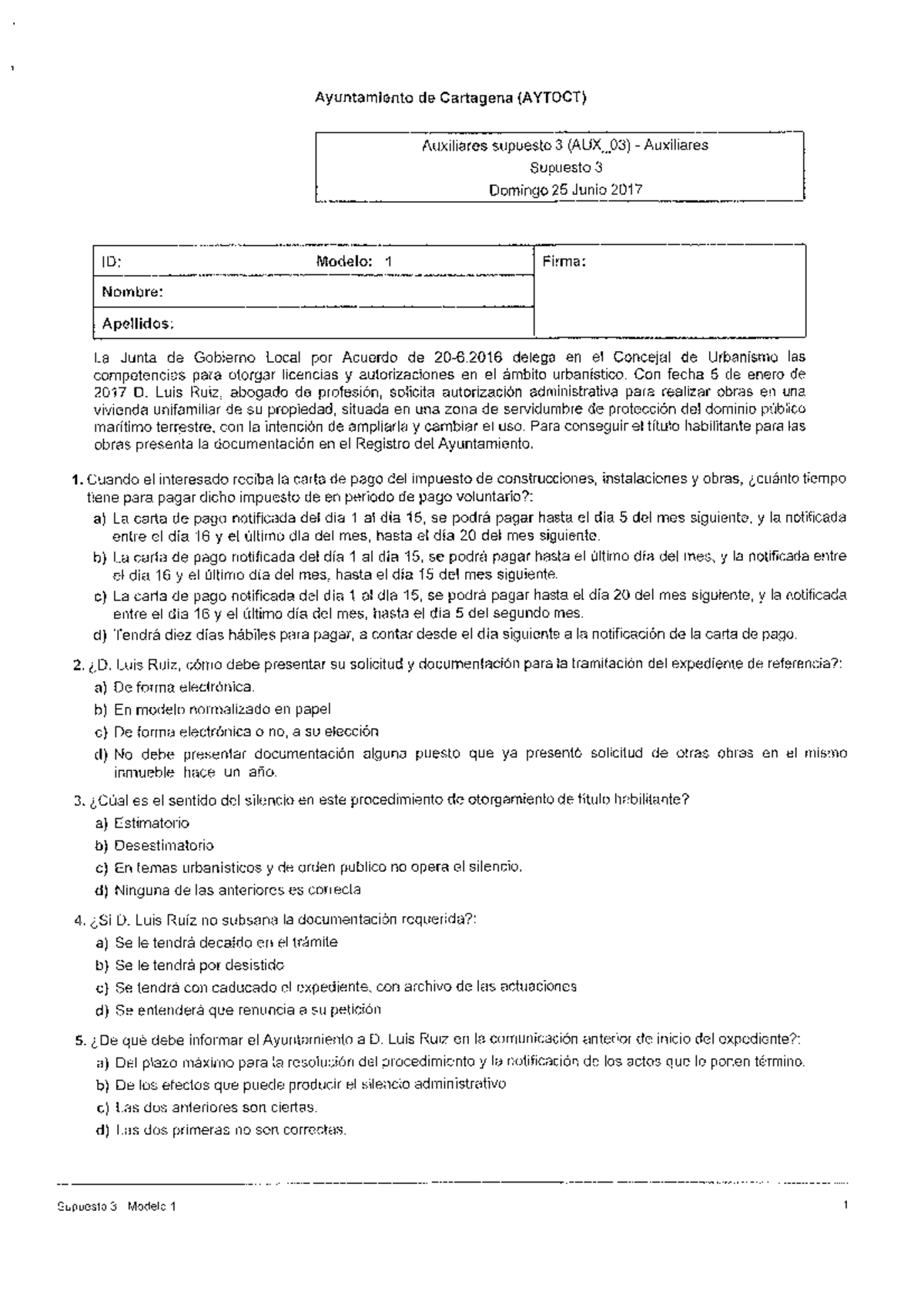 Supuesto practico 3 ayuntamiento de cartagena - Derecho - Studocu