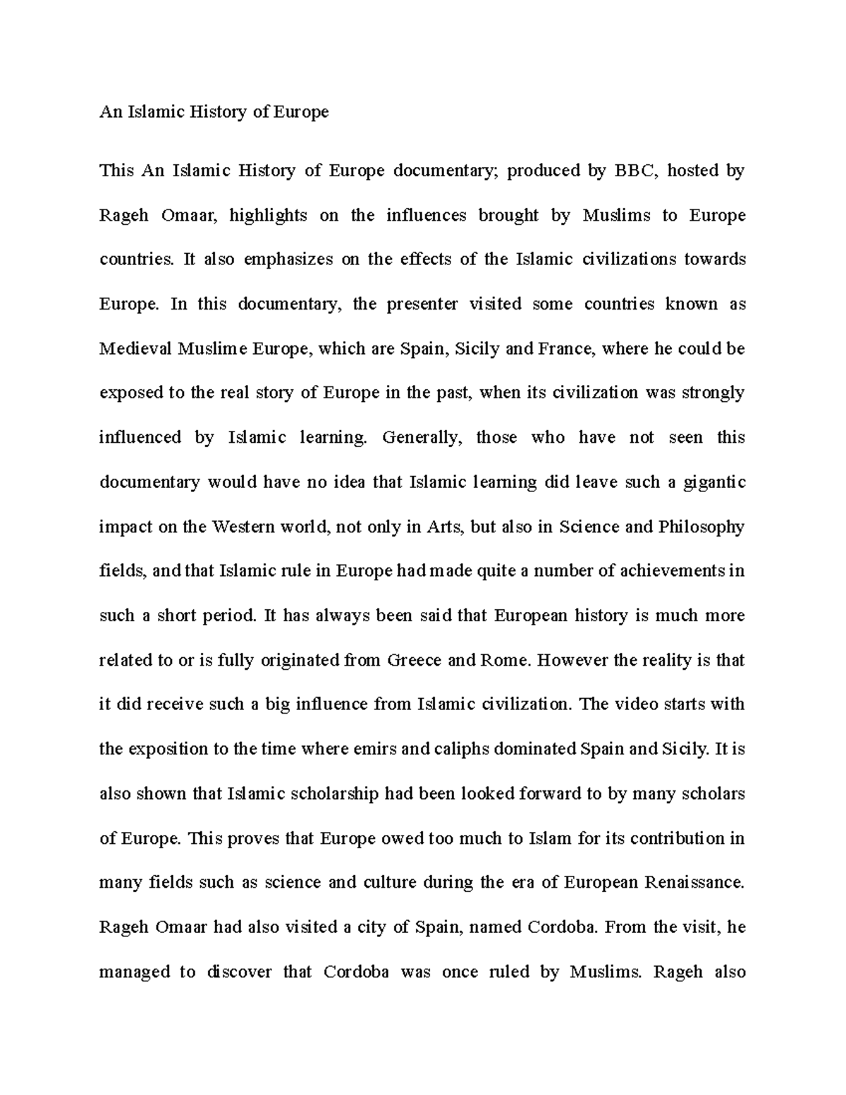 History of Muslims - An Islamic History of Europe - An Islamic History ...