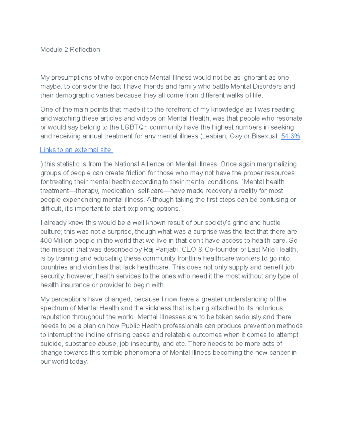 Module 2 Reflection - course essays - Module 2 Reflection My presumptions of who experience ...