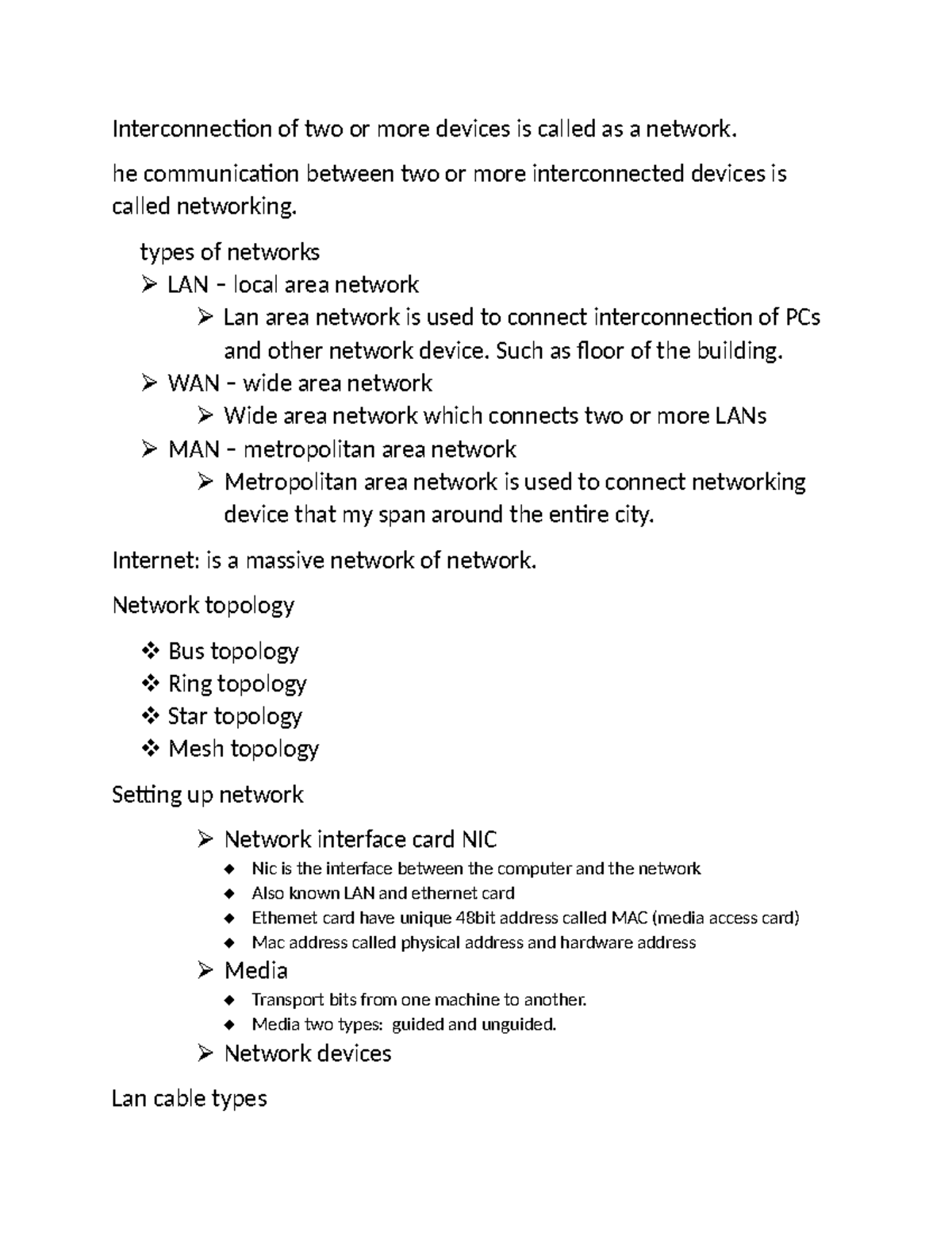 Interconnection of two or more devices is called as a network - he communication between two or ...