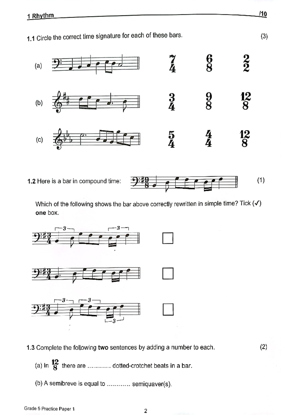 Music theory grade 5 Paper 1 - Studocu