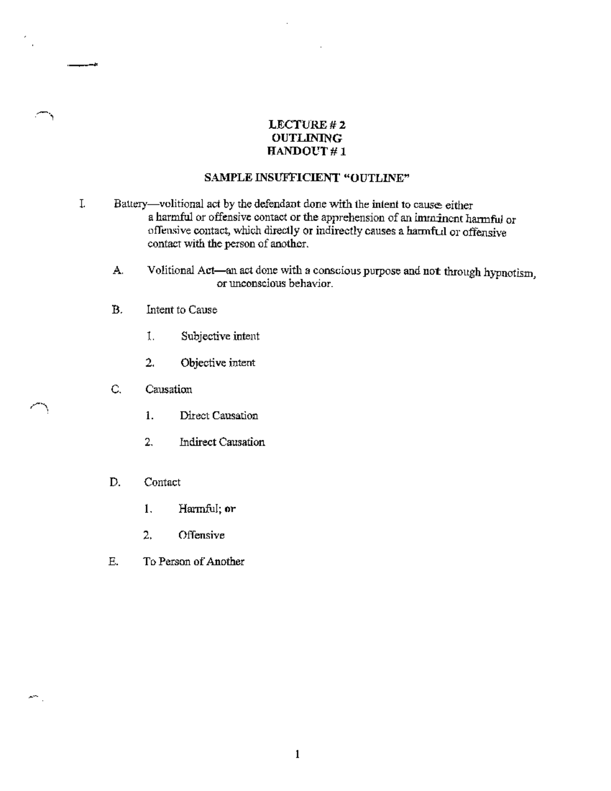Outline Handouts - LAW 827 - Studocu