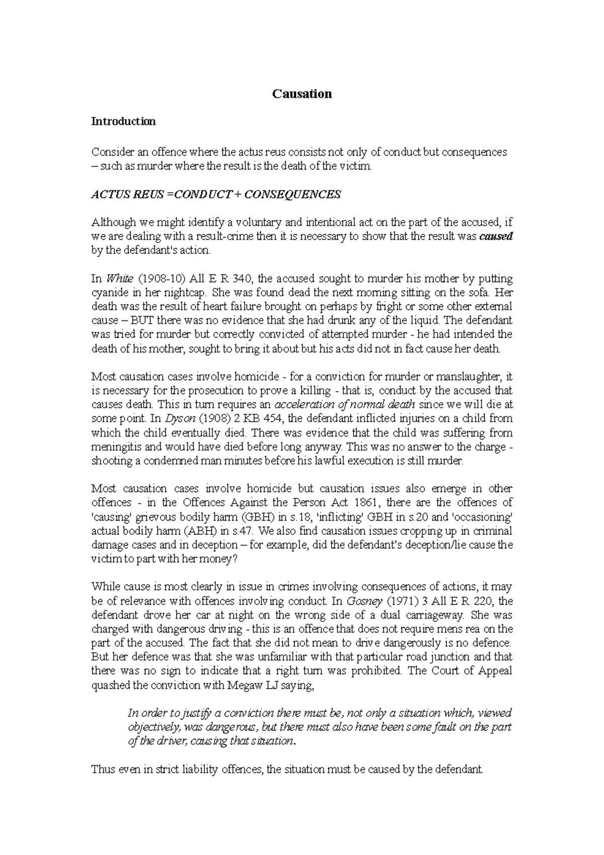 Causation and Mens Rea - Contract Law - GIMPA - Studocu