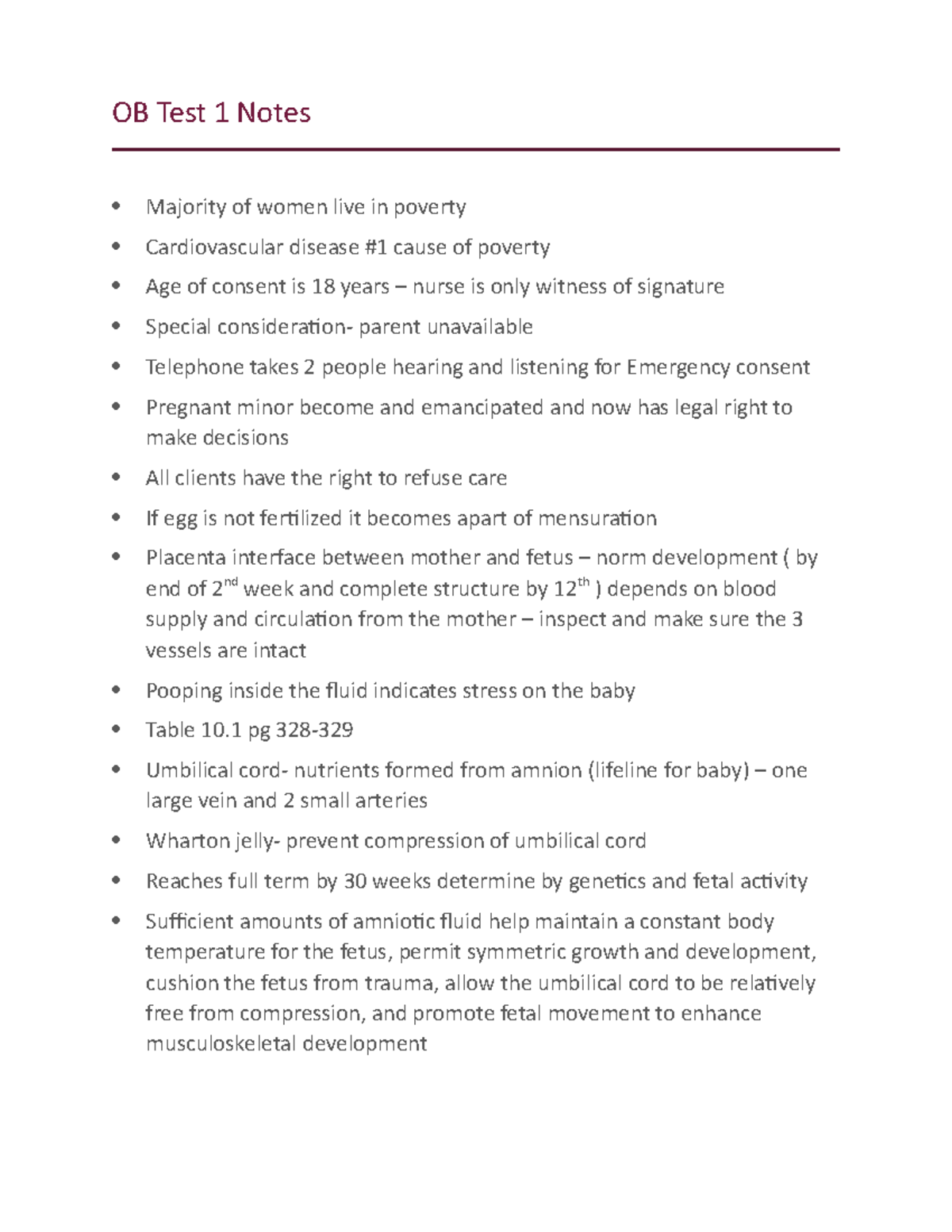 OB lecture notes for test 1 - OB Test 1 Notes Majority of women live in ...