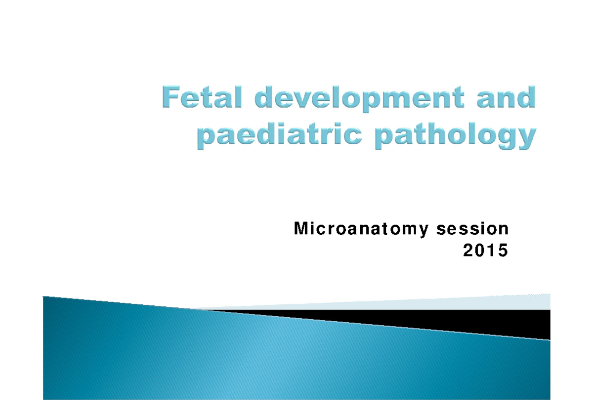 Fetal Pathology overview - Microanatomy session 2015 Baby X was born at ...
