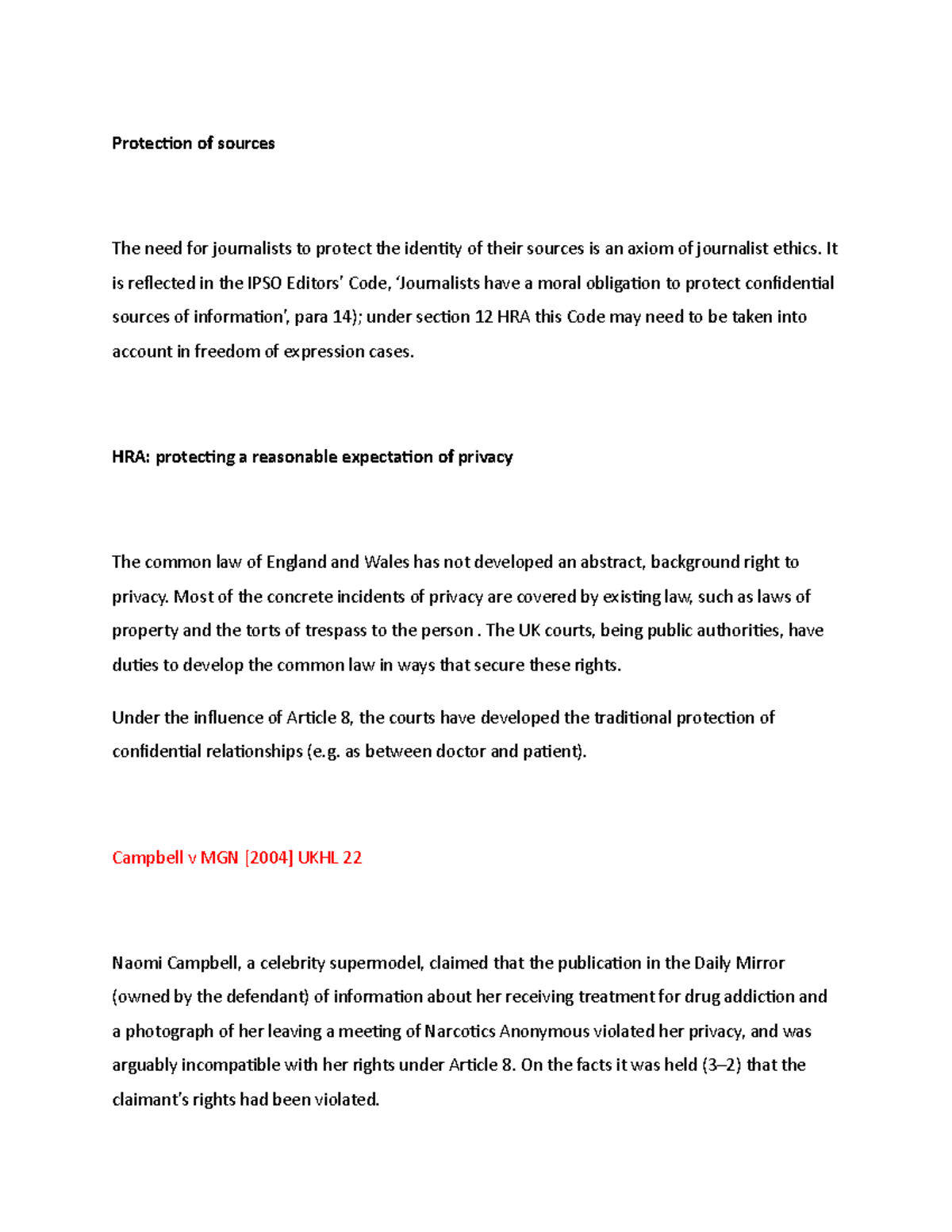 Protection of sources - Human Rights Law Directions - Protection of ...