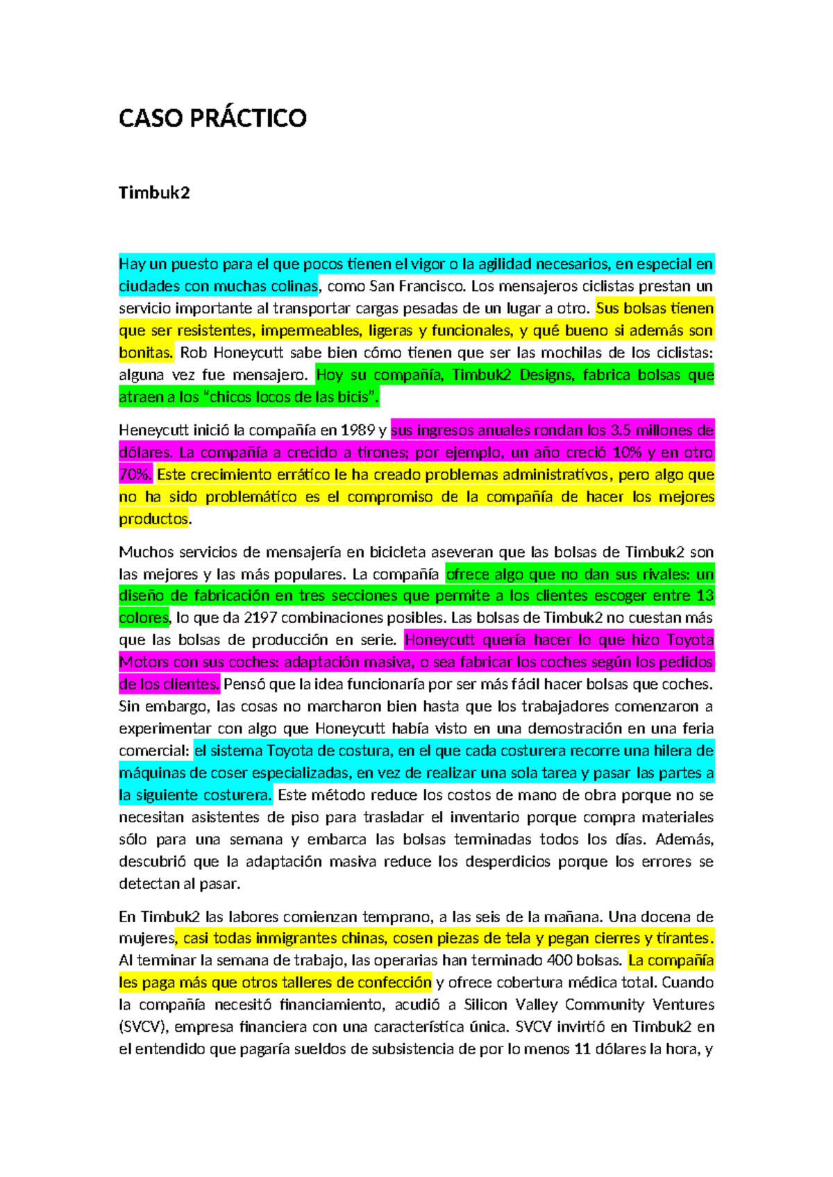 CASO Timburk 2 - VBCVN - CASO PRÁCTICO Timbuk Hay un puesto para el que ...
