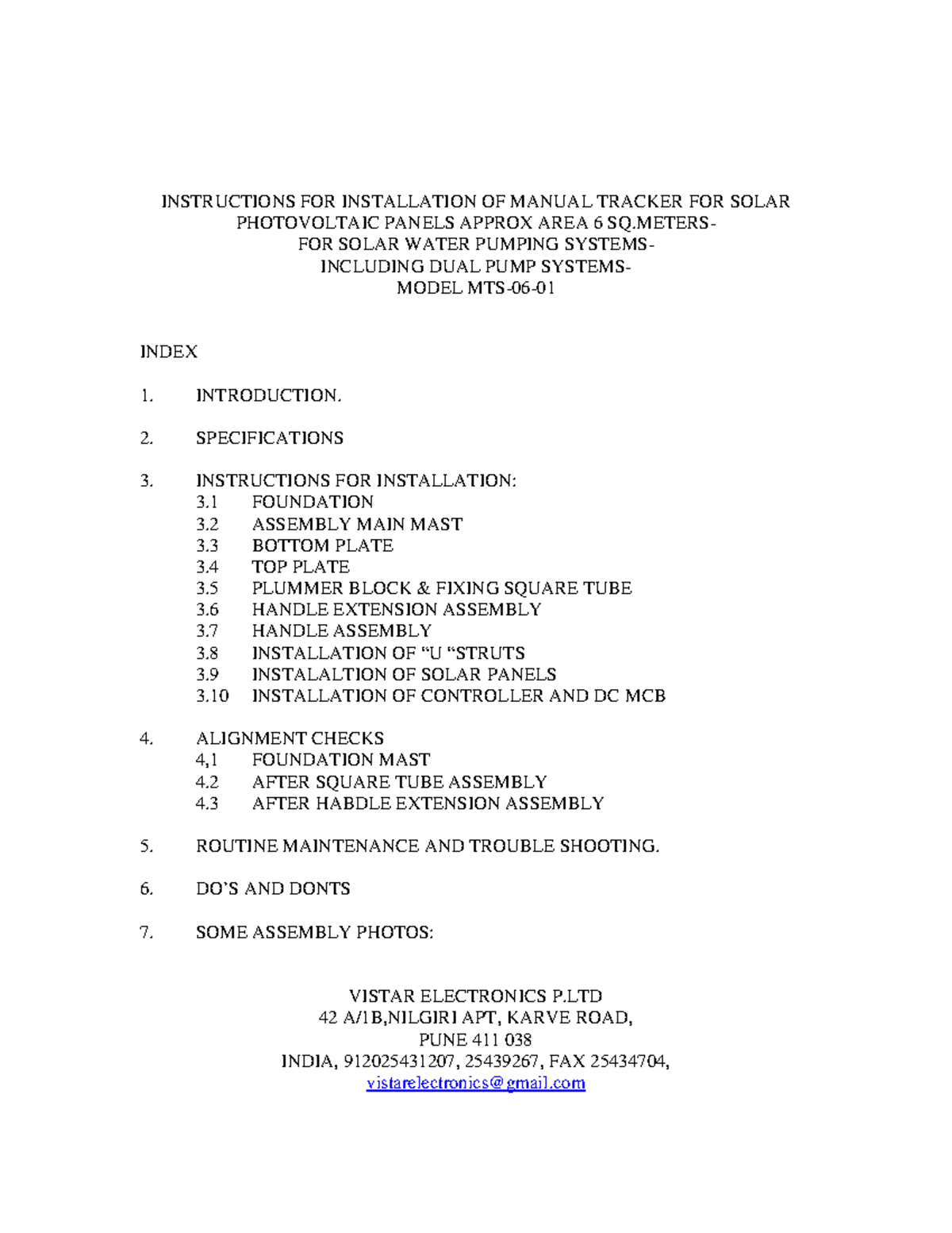 Instruction-manual-tracker - INSTRUCTIONS FOR INSTALLATION OF MANUAL ...