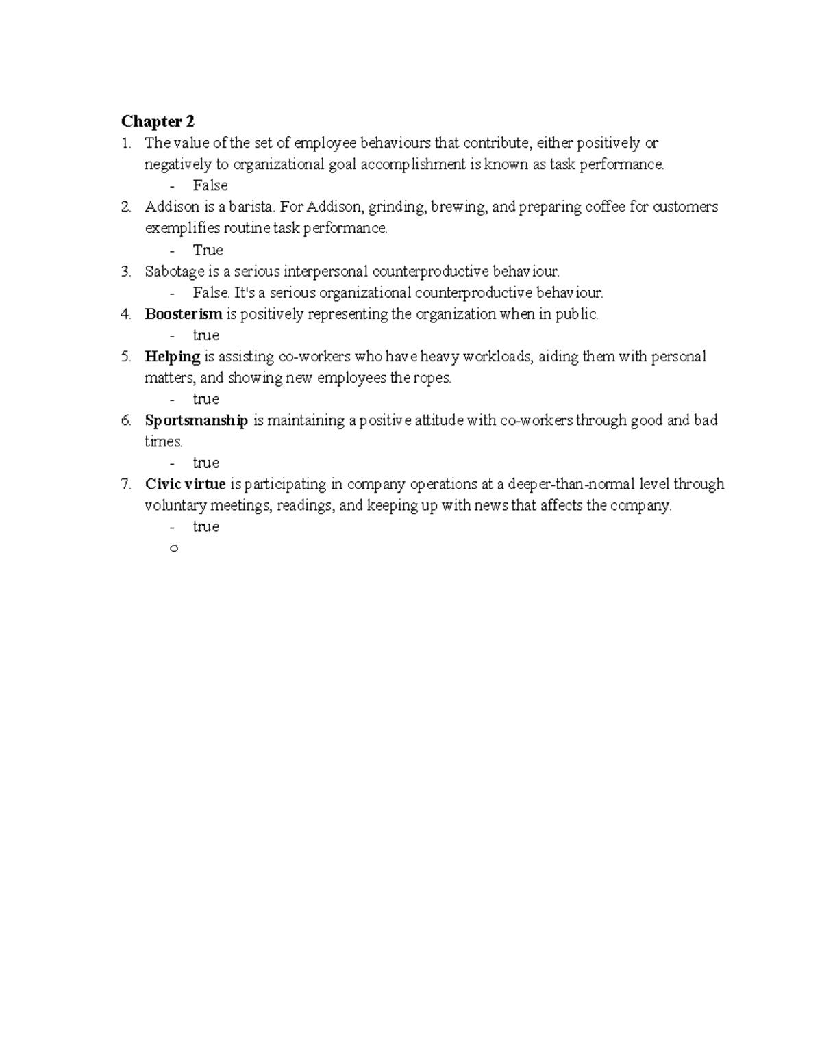 Ob Notes 4a Chapter 2 The Value Of The Set Of Employee Behaviours ob-notes-4a-chapter-2-the-value-of-the-set-of-employee-behaviours