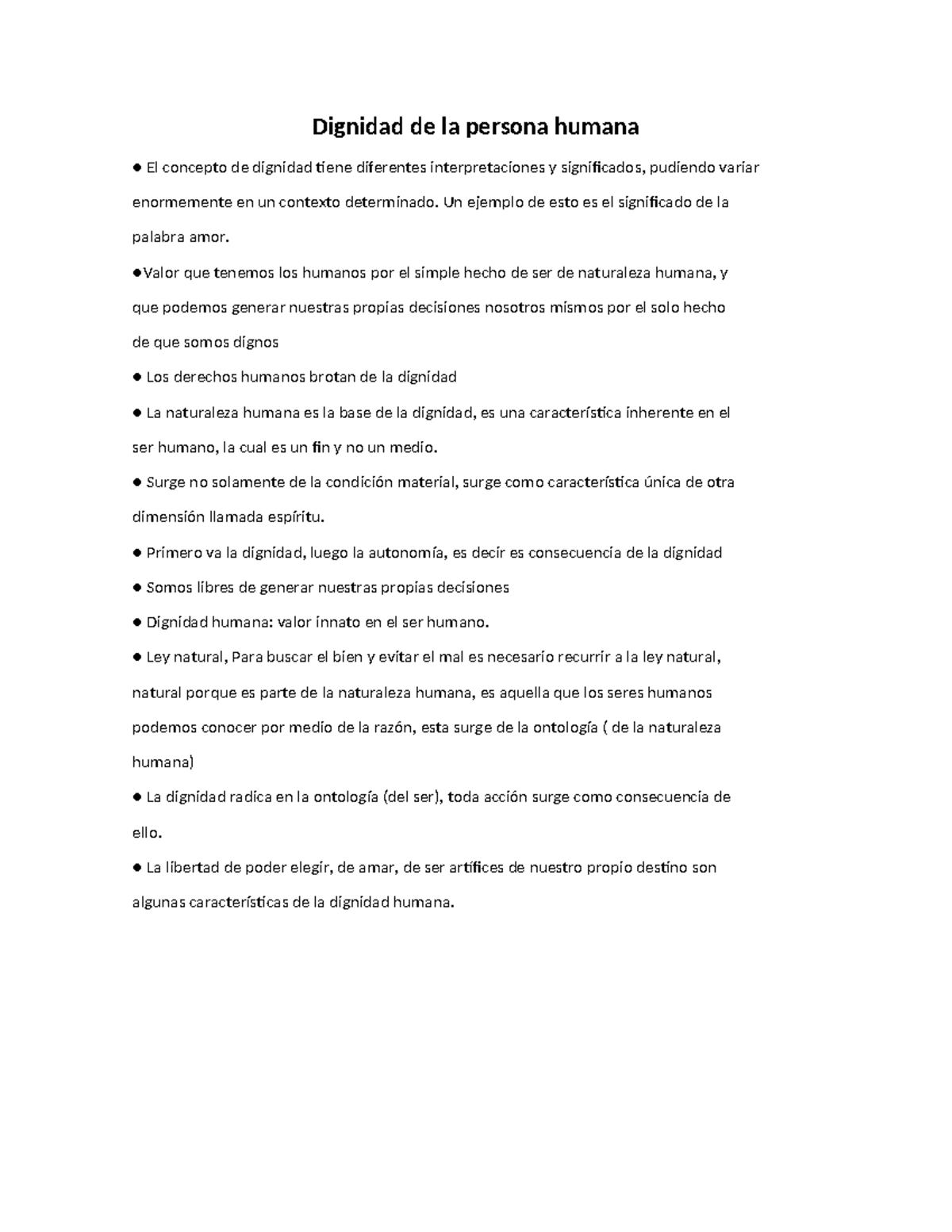 Dignidad de la persona humana y sus fundamentos - Dignidad de la ...