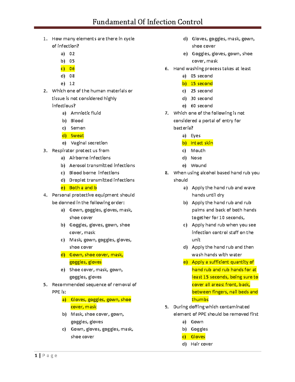 Fundamental of Infection Control - How many elements are there in cycle ...