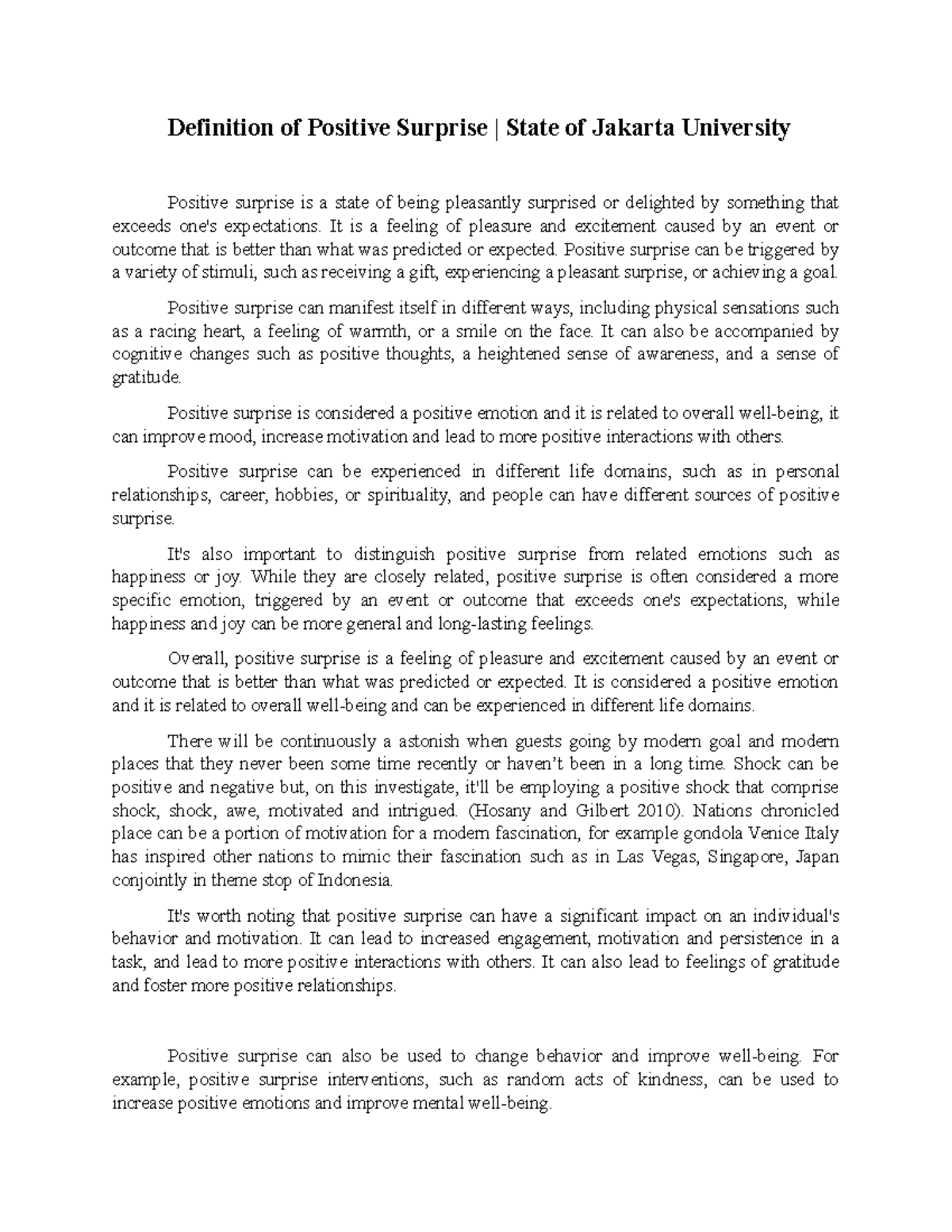 Definition of Positive Surprise - State of Jakarta University - It is a ...