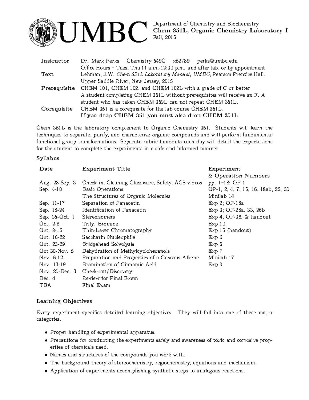 Syllabus - IVERSITY OF UN UMBC COUN TY ORE IM YLAND BA LT AR M 1966 ...