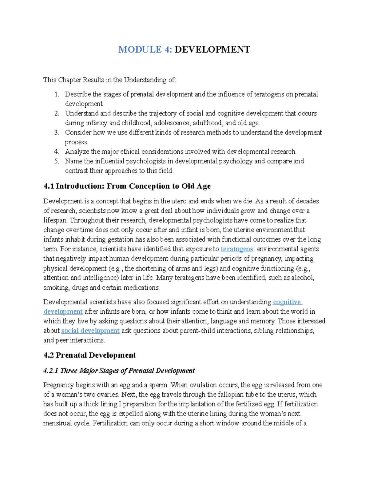 Module 4 - Development - MODULE 4: DEVELOPMENT This Chapter Results in the Understanding of ...