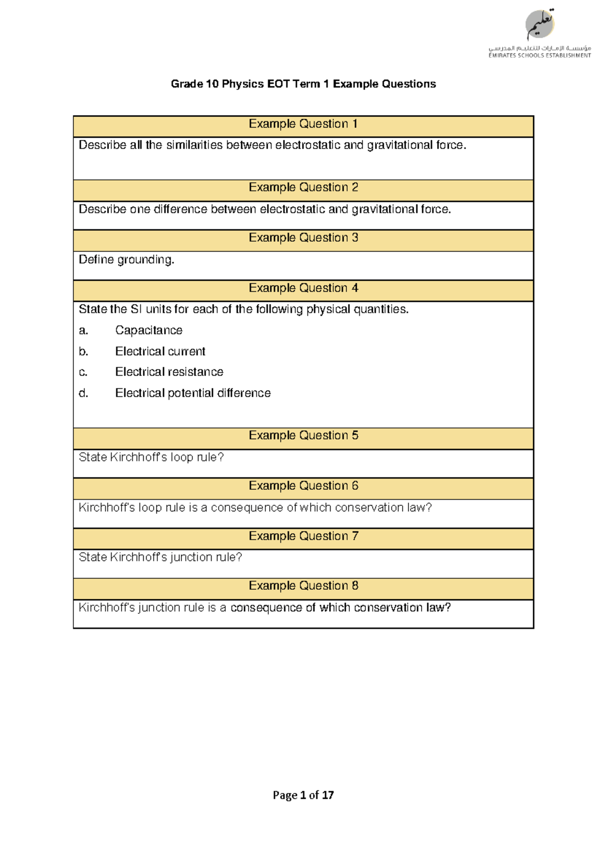Document (17) - ISBN - International Standard Book Number - Grade 10 Physics EOT Term 1 Example ...