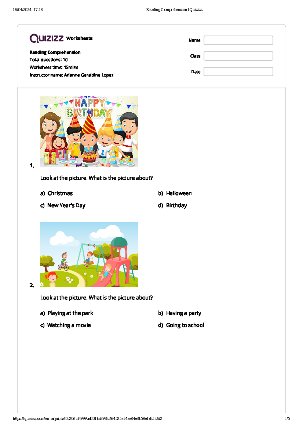 Quizizz - Reading Comprehension - Worksheets Reading Comprehension ...