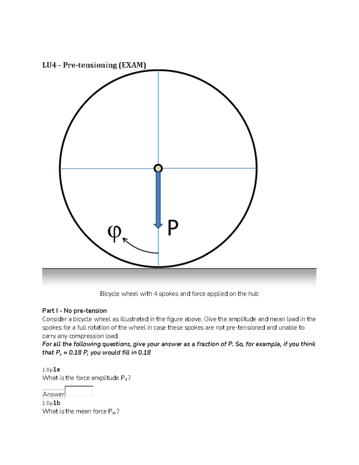 LU4 5 Assignment Questions - LU4 - Pre-tensioning (EXAM) Bicycle wheel ...