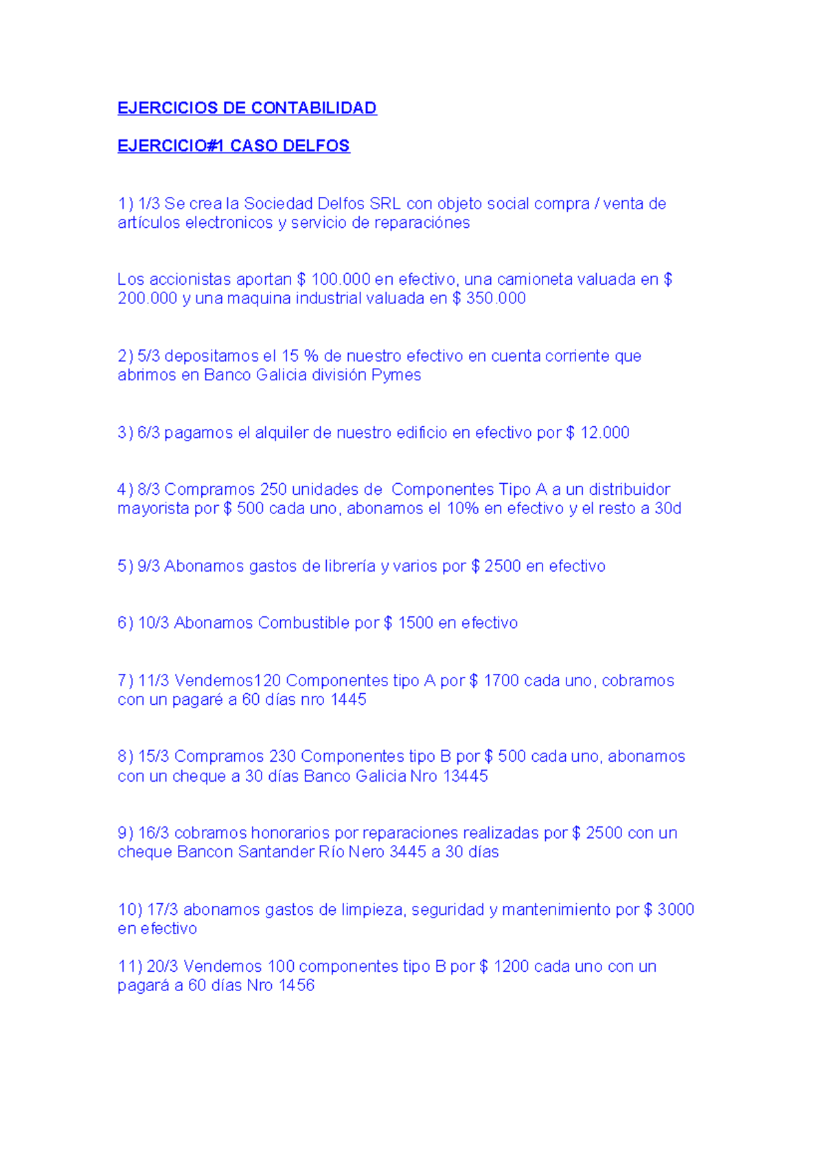 Enunciados de problemas de contabilidad - EJERCICIOS DE CONTABILIDAD ...