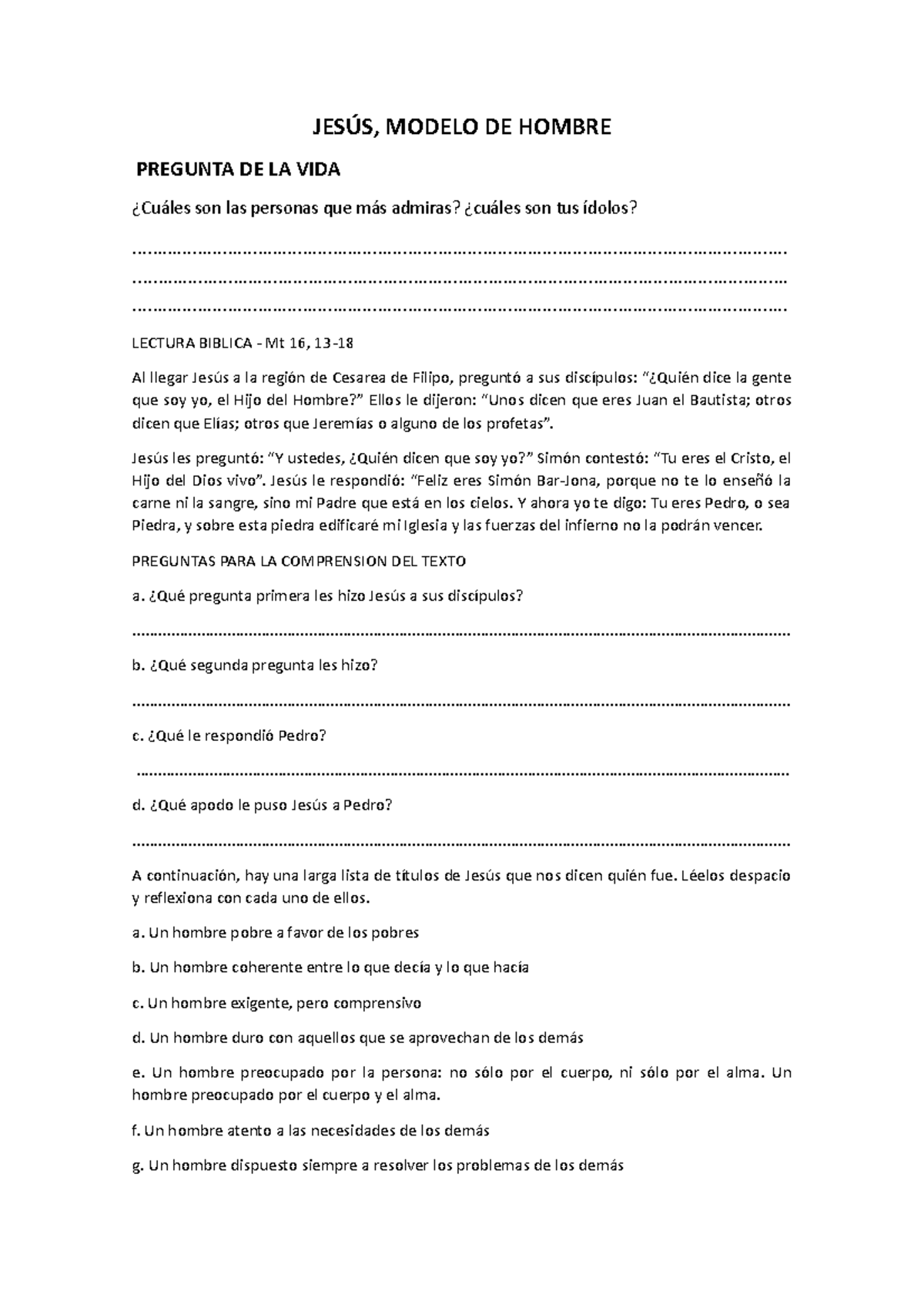 Jesus Modelo De Hombre Nuevo - JESÚS, MODELO DE HOMBRE PREGUNTA DE LA ...