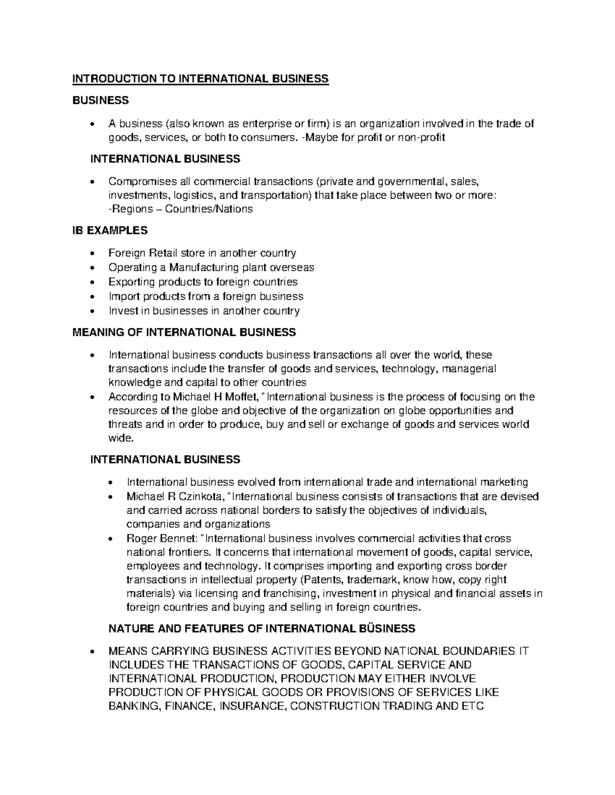 IB-Prelim - Noted - INTRODUCTION TO INTERNATIONAL BUSINESS BUSINESS A ...