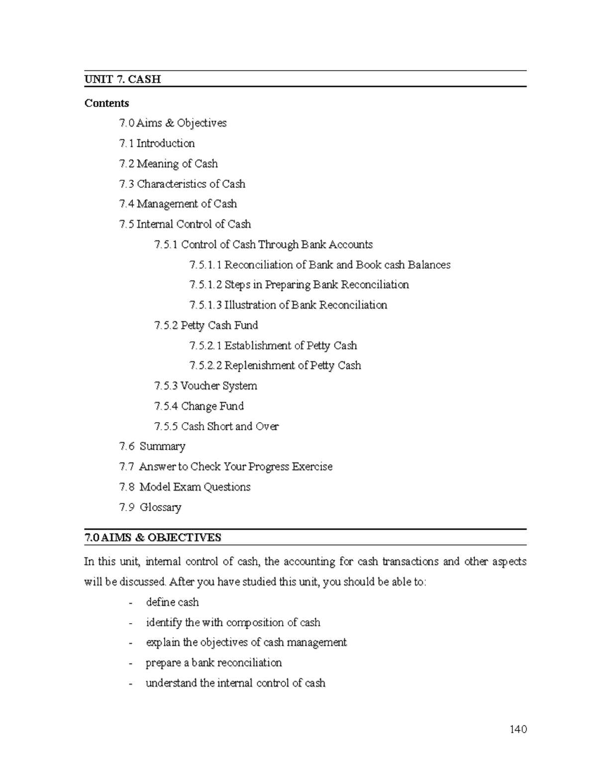 Final Chapter 6 - buma - UNIT 7. CASHUNIT 7. CASH ContentsContents 7 ...