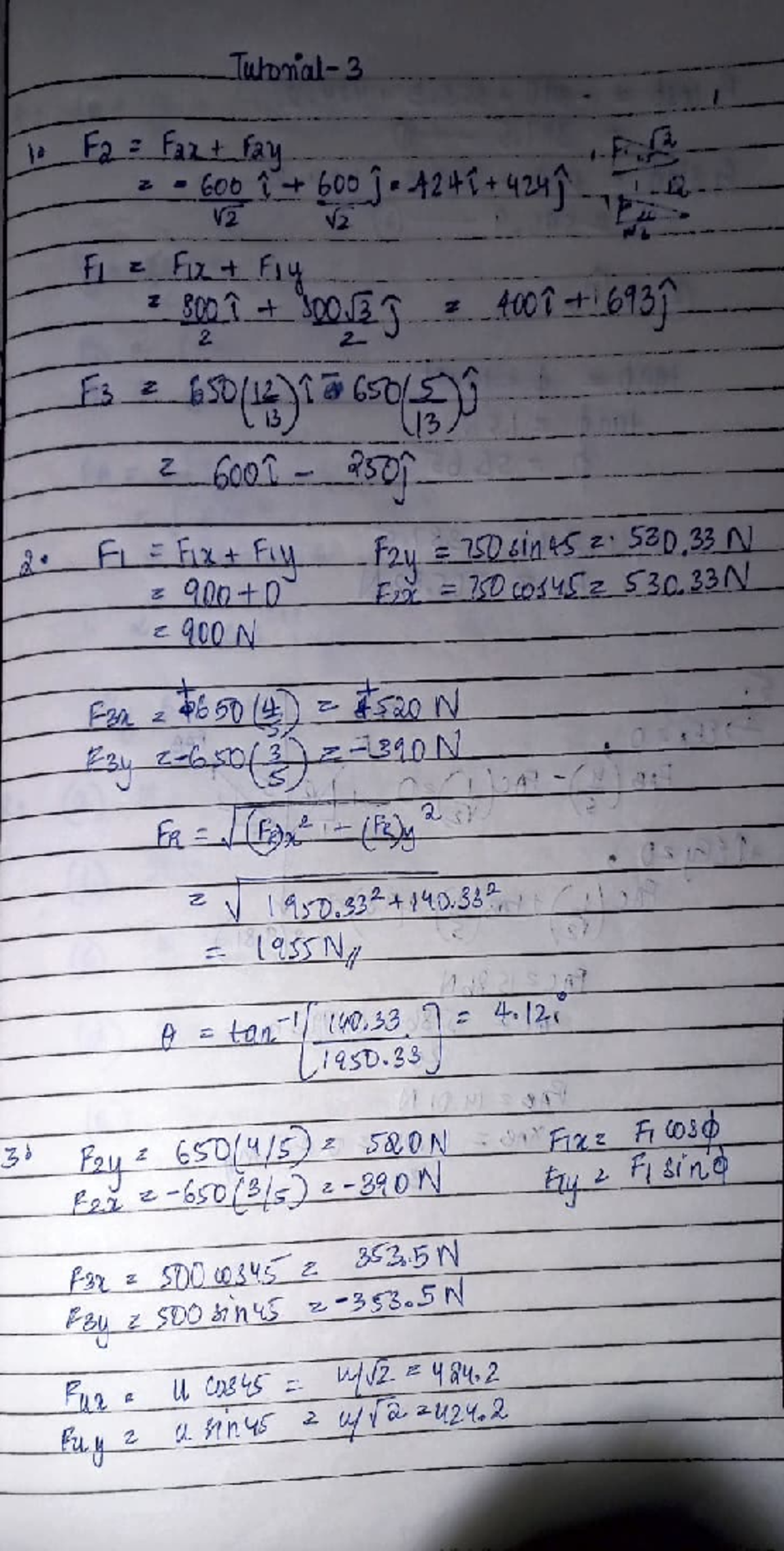 Tutorial 3 answers - Fundementals Of Engineering Mechanics - Studocu