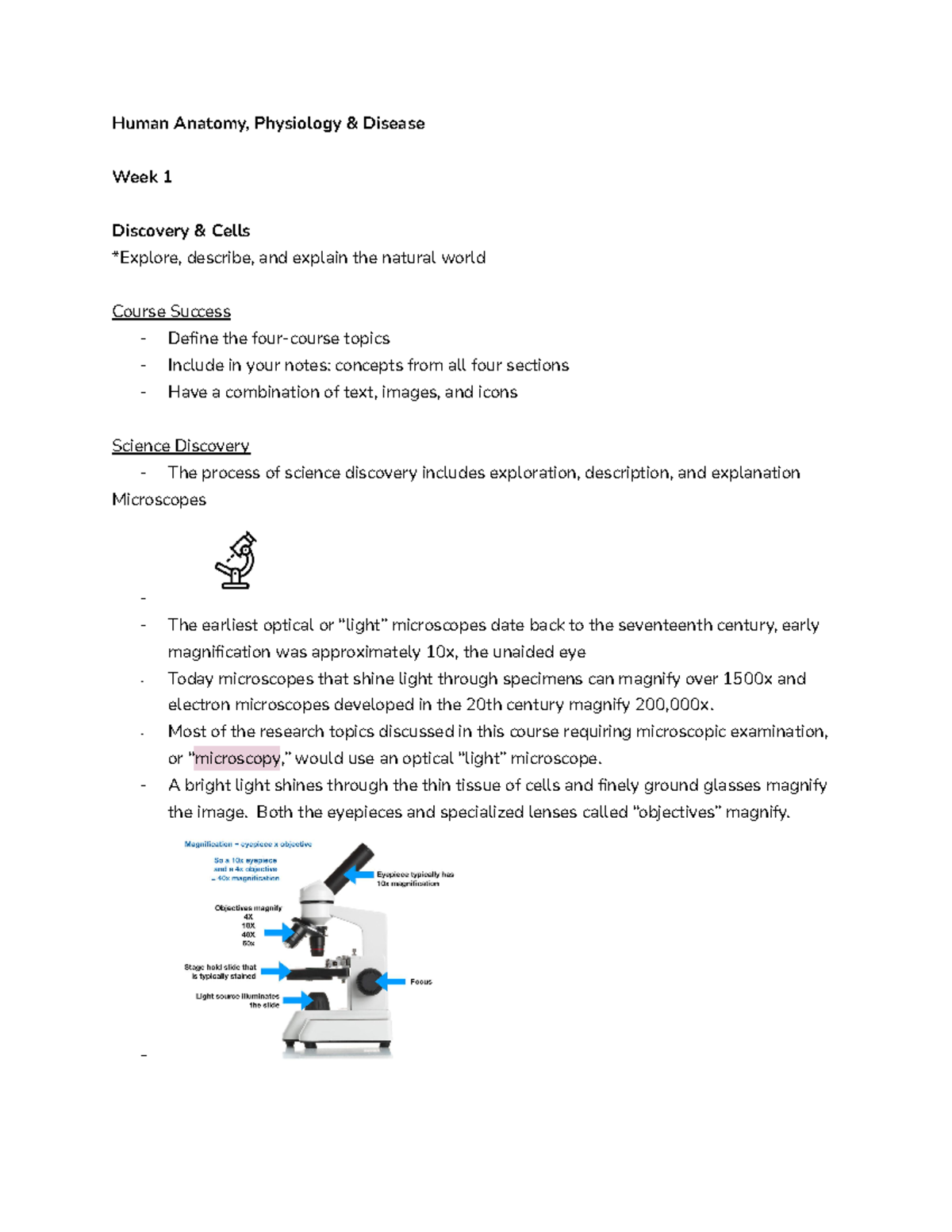 Lecture Notes Media - Human Anatomy, Physiology & Disease Week 1 ...
