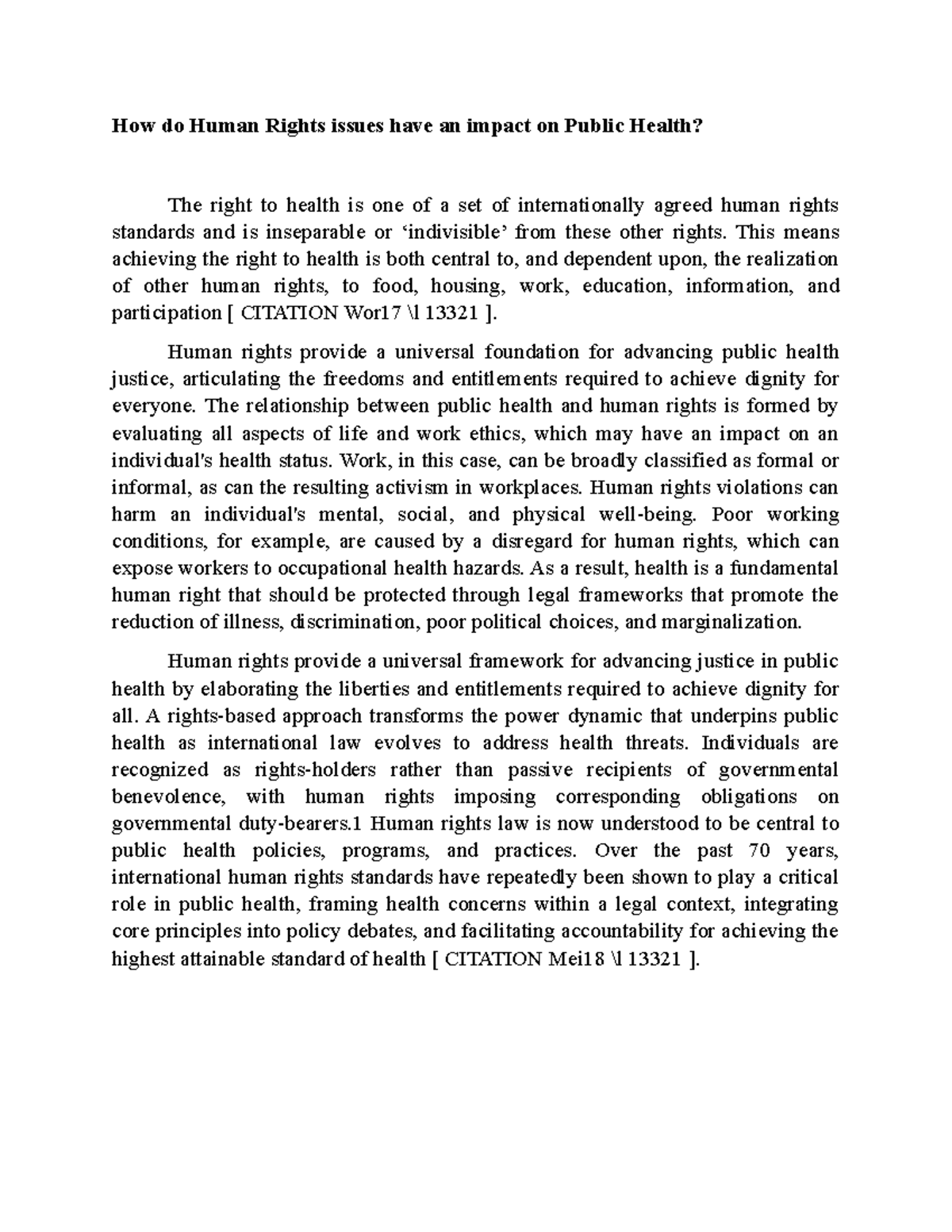 How Human Rights issues have an impact on Public Health - This means ...