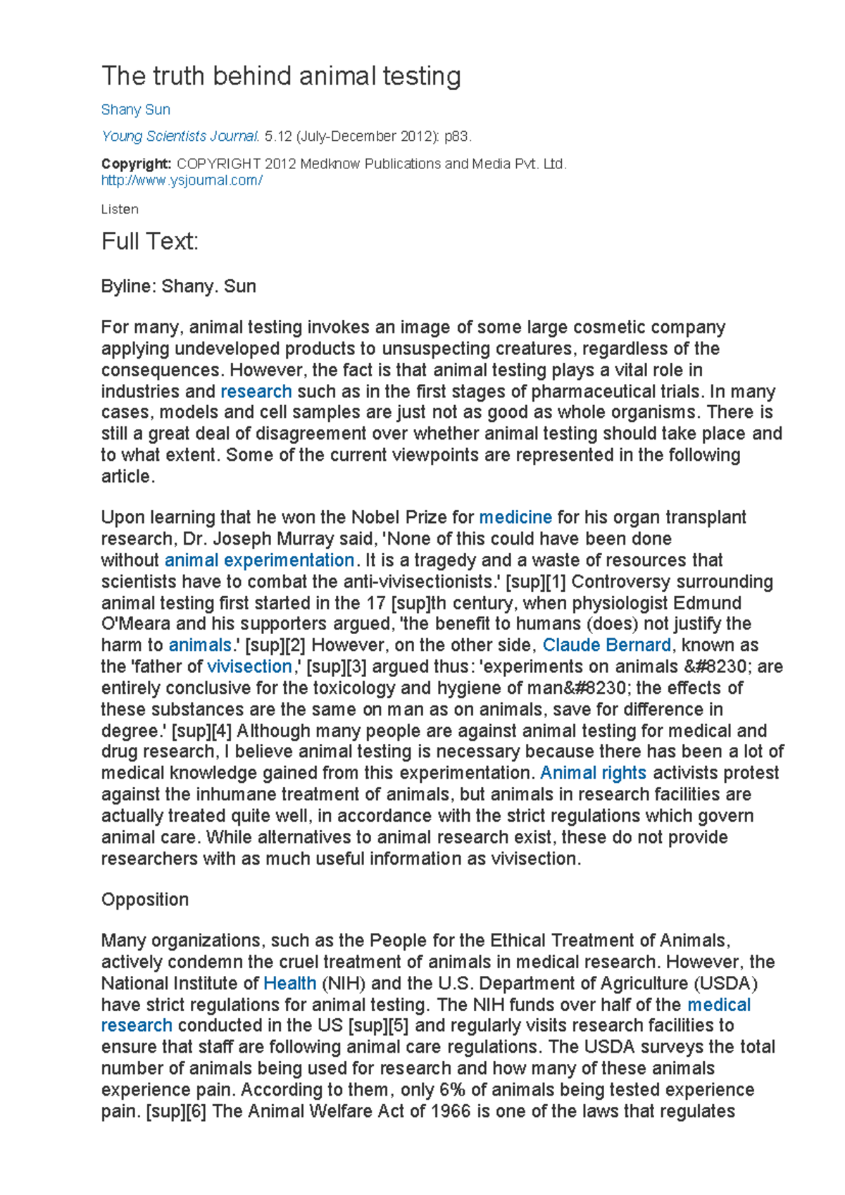 The truth behind animal testing - 5 (July-December 2012): p83 ...