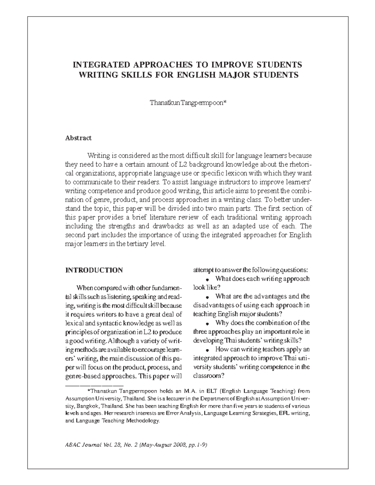 Integrated Approaches TO Improve Students Writing Skills FOR English ...