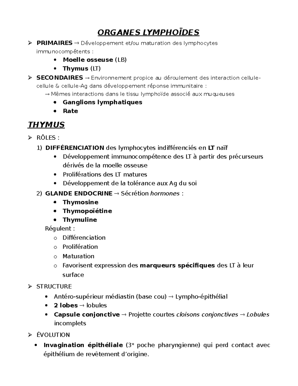 Organes Lymphoïdes - ORGANES PRIMAIRES maturation des lymphocytes ...