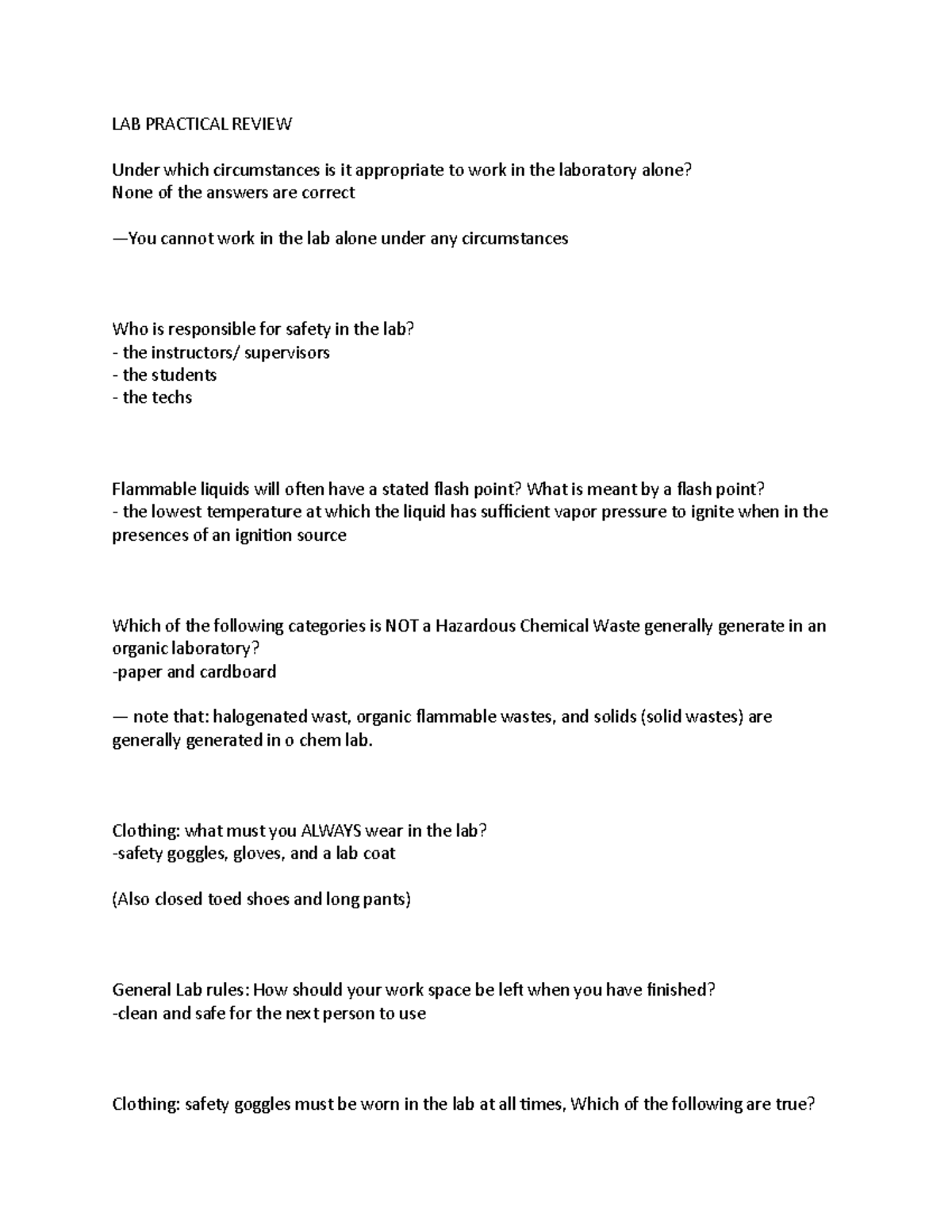 LAB Practical Review - LAB PRACTICAL REVIEW Under which circumstances ...