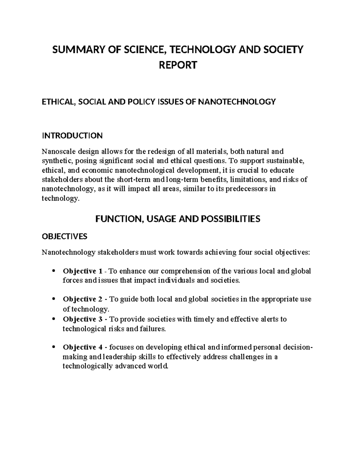 Summary OF Science, Technology AND Society - SUMMARY OF SCIENCE ...