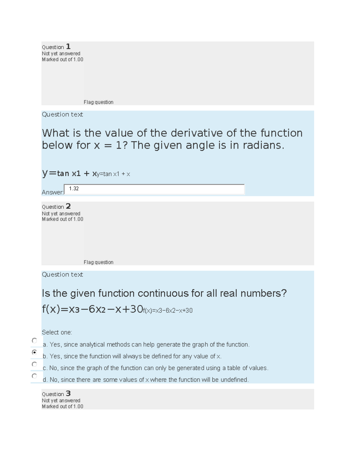 513676469-Basic-Calculus-1 - Question 1 Not yet answered Marked out of ...