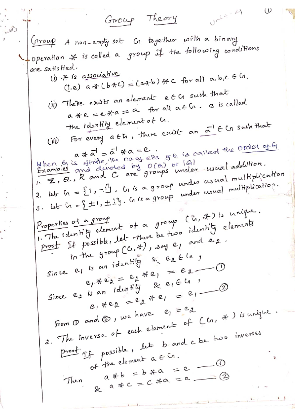 Unit 4 Group Theory - aaaa - Discrete mathematics - Studocu
