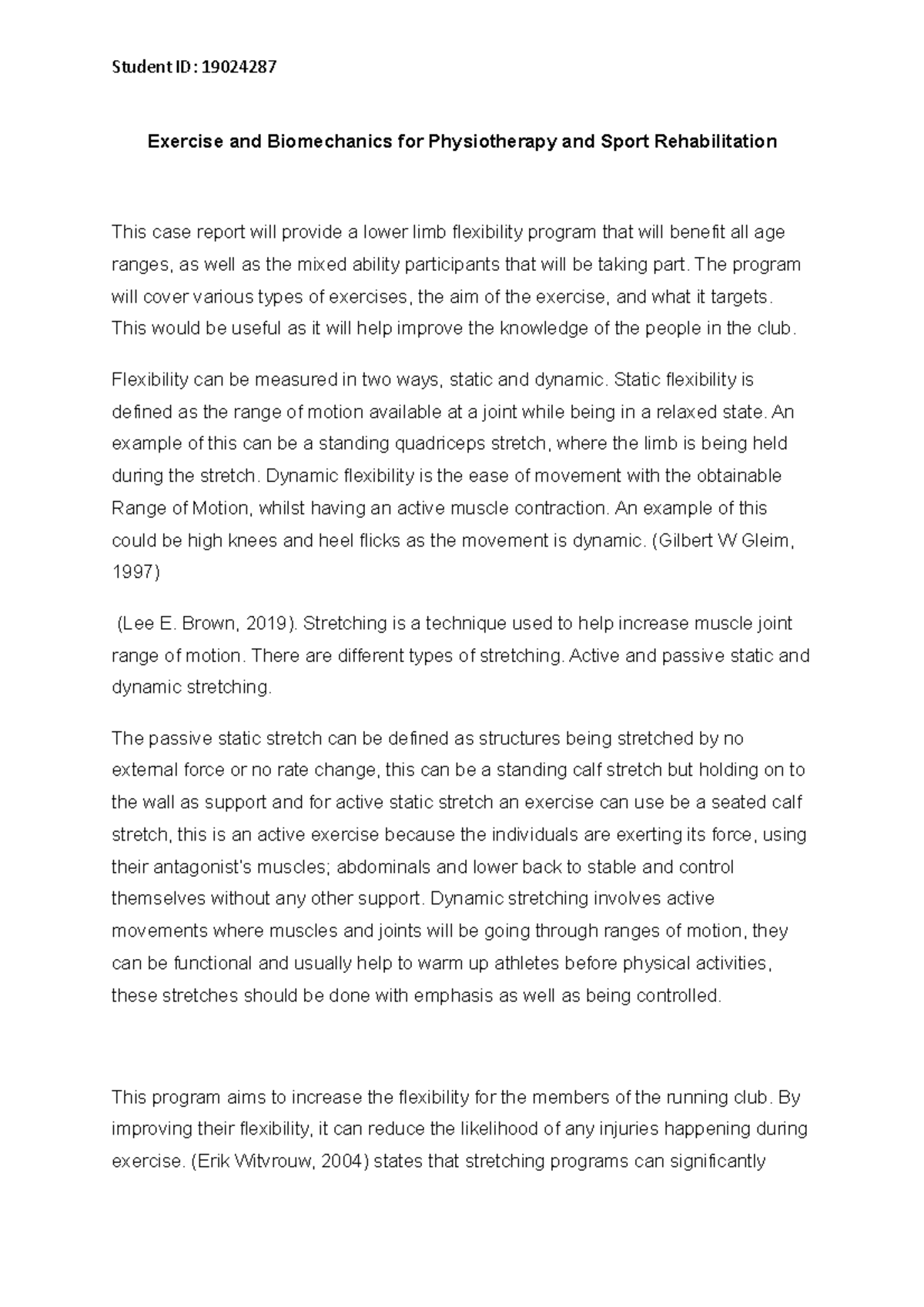 1st; EB 2000 word case study - Exercise and Biomechanics for ...