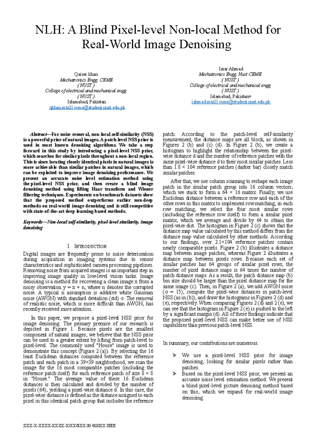 Dip report - NLH: A Blind Pixel-level Non-local Method for Real-World ...